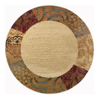 Sedona Transitional Floral Area Rug, 5'3'' Round - Contemporary - Area ...