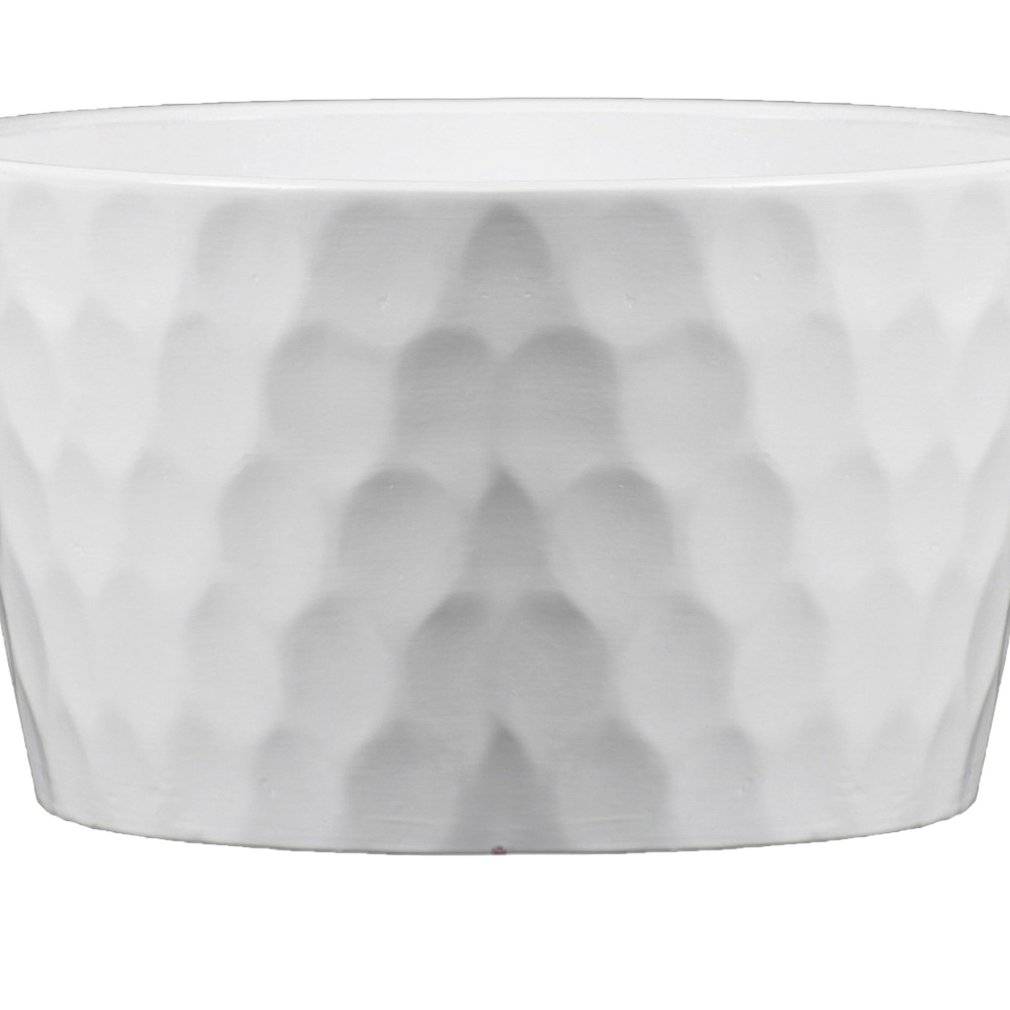 Ceramic Round Pot with Dotted Body and Tapered Bottom, Set of 2, White ...