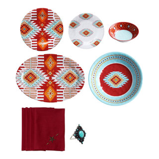 HiEnd Accents Southwest Melamine 14 Piece Set - Southwestern ...