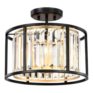 Cervine 3-light Crystal Glass Prism Flush Mount - Transitional - Flush ...
