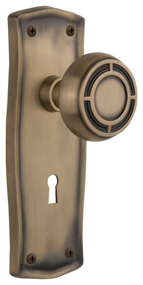 Prairie Plate With Round Clear Mission Knob, Antique Brass, 2.38 ...