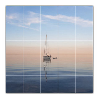 Boat Ceramic Tile Wall Mural HZ500224, 21.25" Wide x 21.25" High ...