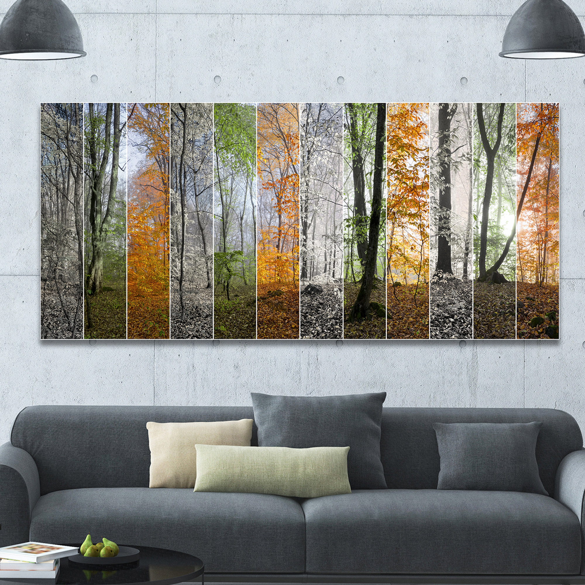 Wood Panorama Changing Seasons, Landscape Canvas Art Print, 60"x28 ...