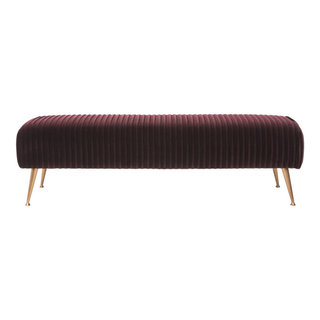 Ridder Velvet Bench With Antique Brass Legs Giotto Cabernet ...