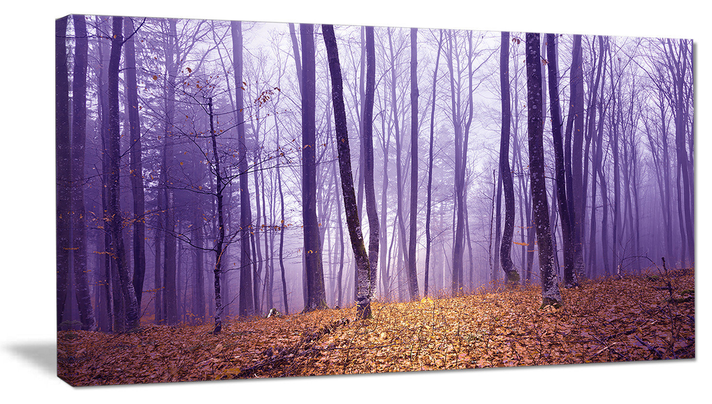 Magenta Foggy Fairytale Forest, Forest Canvas Art Print, 32"x16 ...