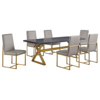Conway 7-piece Rectangular Dining Set Dark Walnut and Aged Gold ...