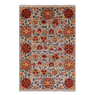 Hand Knotted Wool William Morris Area Rug 6'x9', Q1673, 6'1"x9'0 ...
