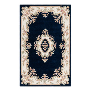 Safavieh Aubusson Aub301N Traditional Rug, Navy/Ivory, 8'x10 ...