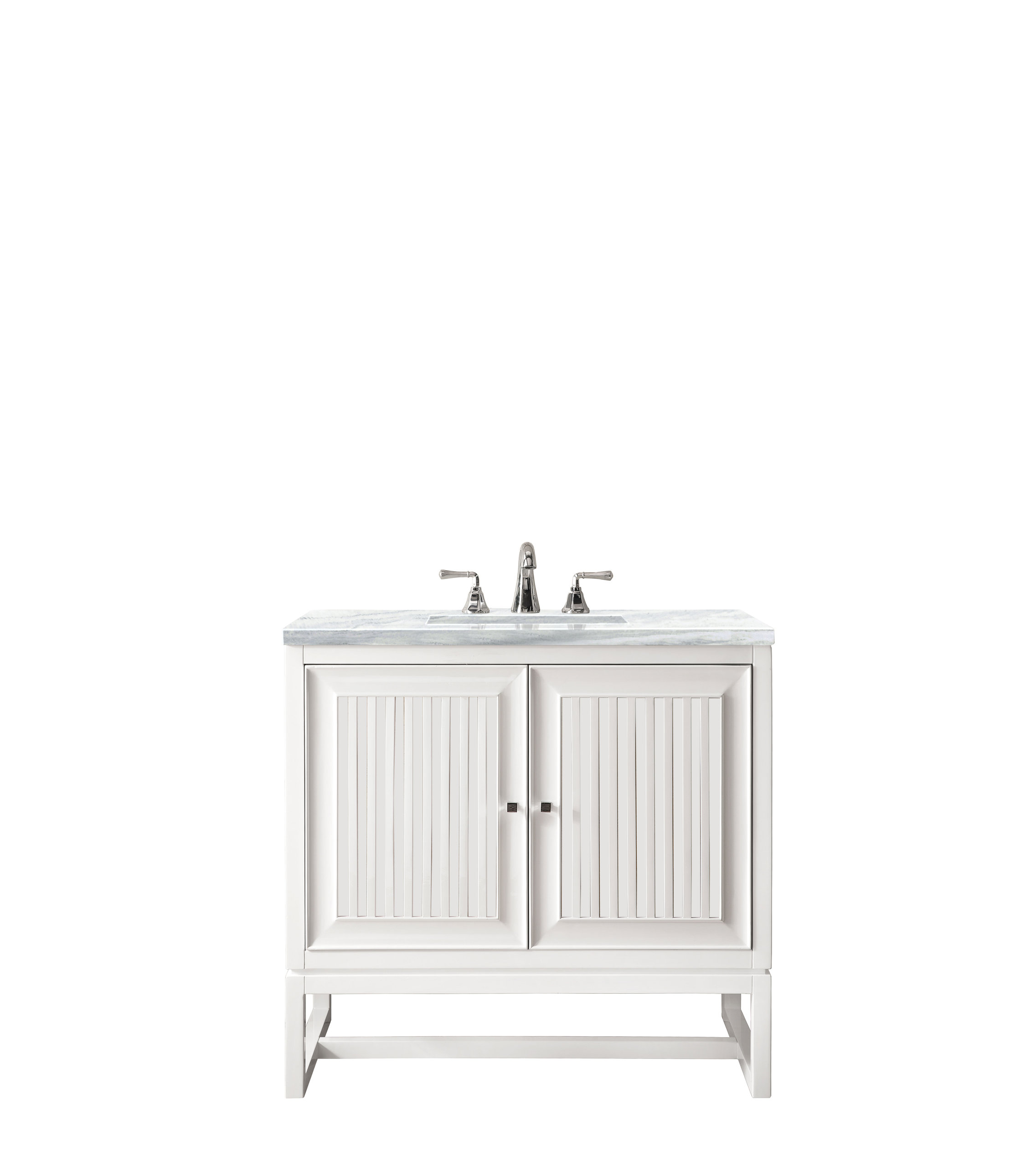 Athens 30" Vanity, Glossy White, Arctic Fall Solid Surface Countertop ...