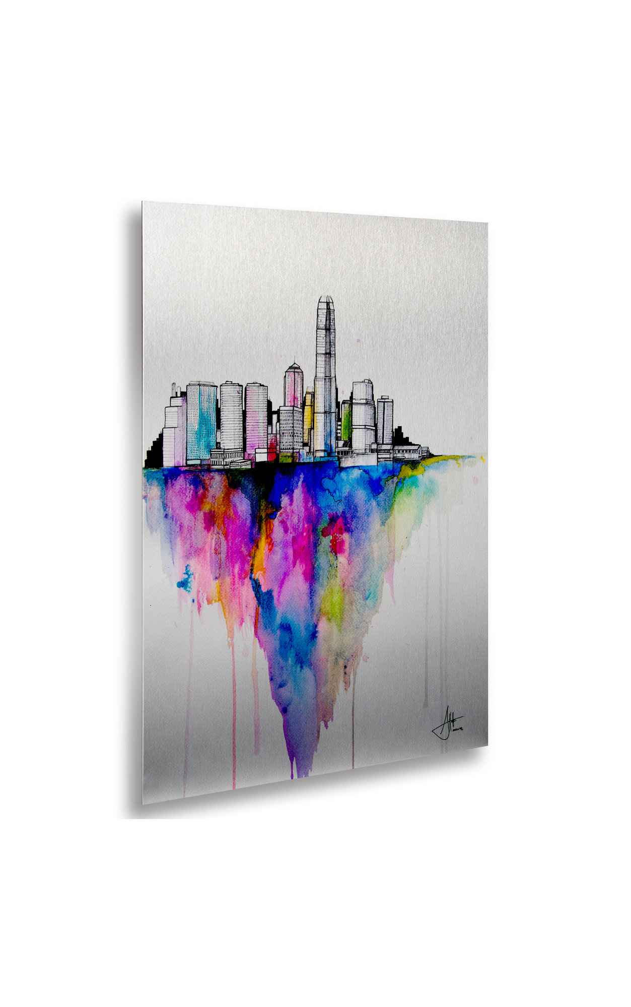 Marc Allante 'Monolith II' Floating Brushed Aluminum Art, 16x22, 16 x ...