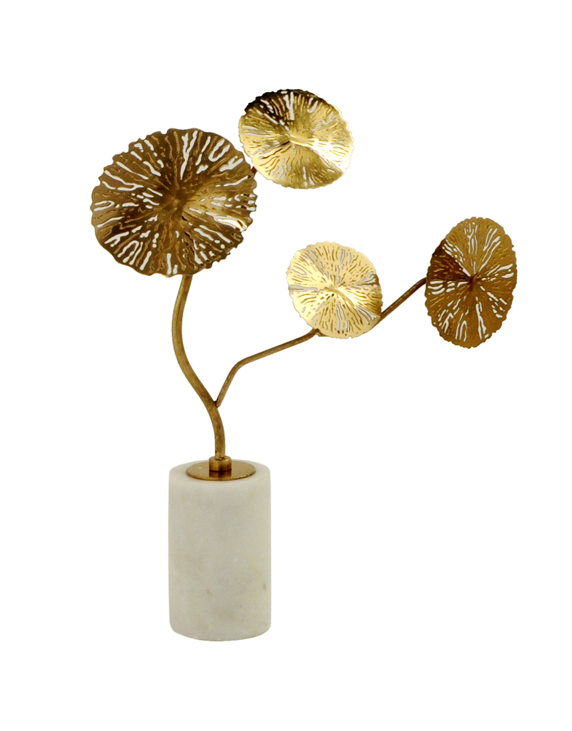 Kote Tree Statue Small Gold Finish on Metal with White Marble Base ...