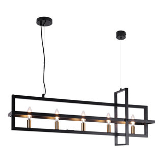 LNC Modern Contemporary 5-Light Black Gold Linear Kitchen Island Light ...