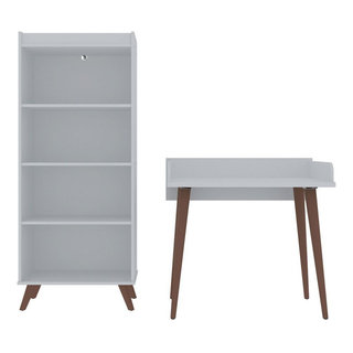 Hampton 2-Piece Home Basic Office Set, White - Midcentury - Home Office ...