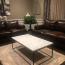 Julien Rectangular Cocktail Table, Black Base, White Marble Top ...