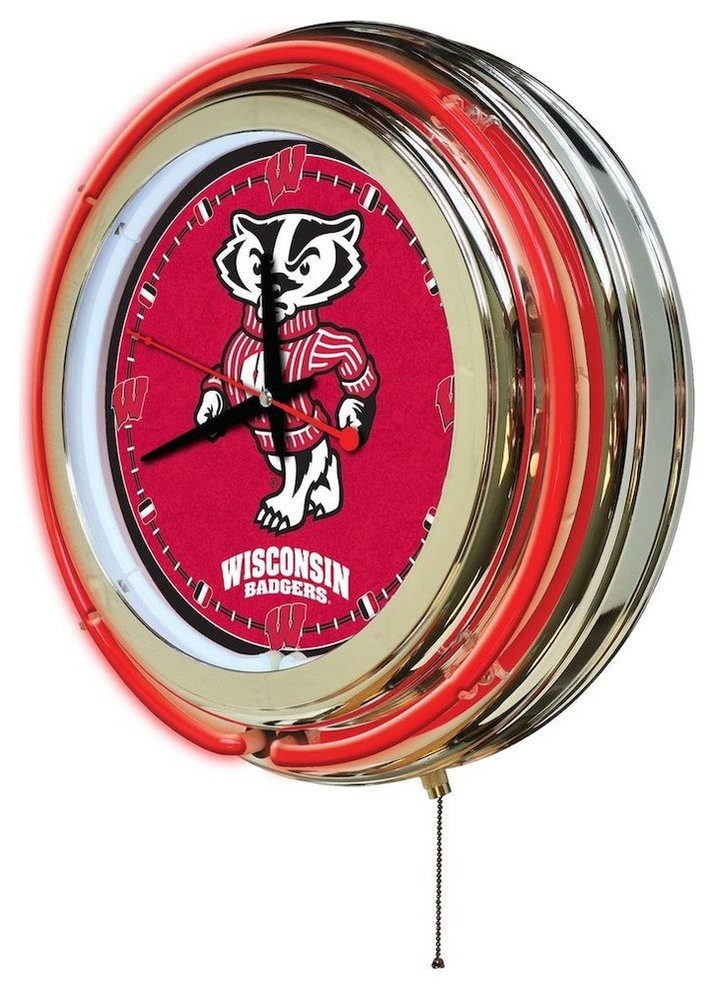 Wisconsin "Badger" Neon Clock - Contemporary - Wall Clocks - by Holland ...