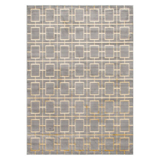 Contemporary Glitzy Gray and Gold Area Rug, 9'x12' - Contemporary ...