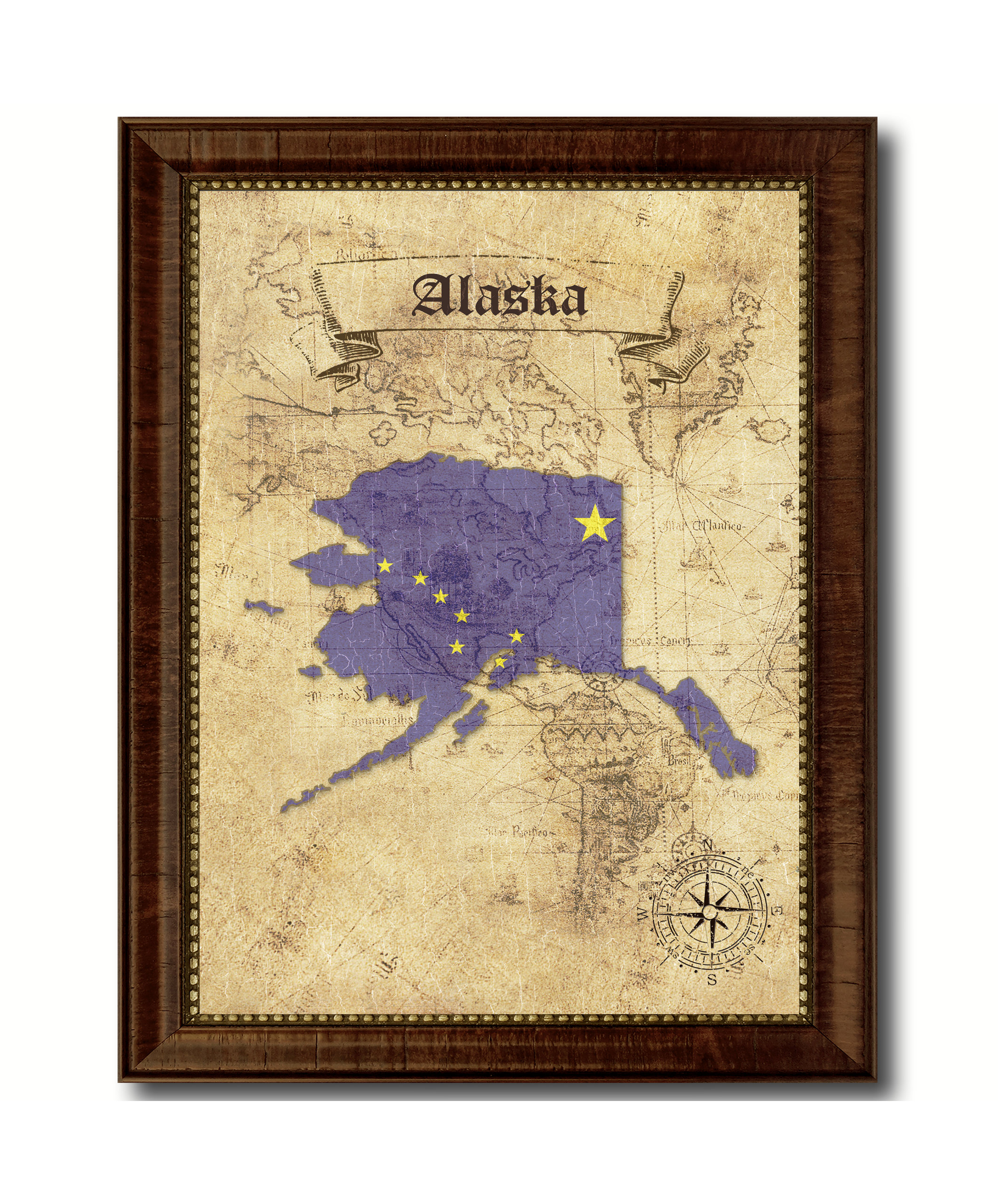 Alaska State Vintage Map, 15"x19", 15"x19" - Traditional - Prints And ...