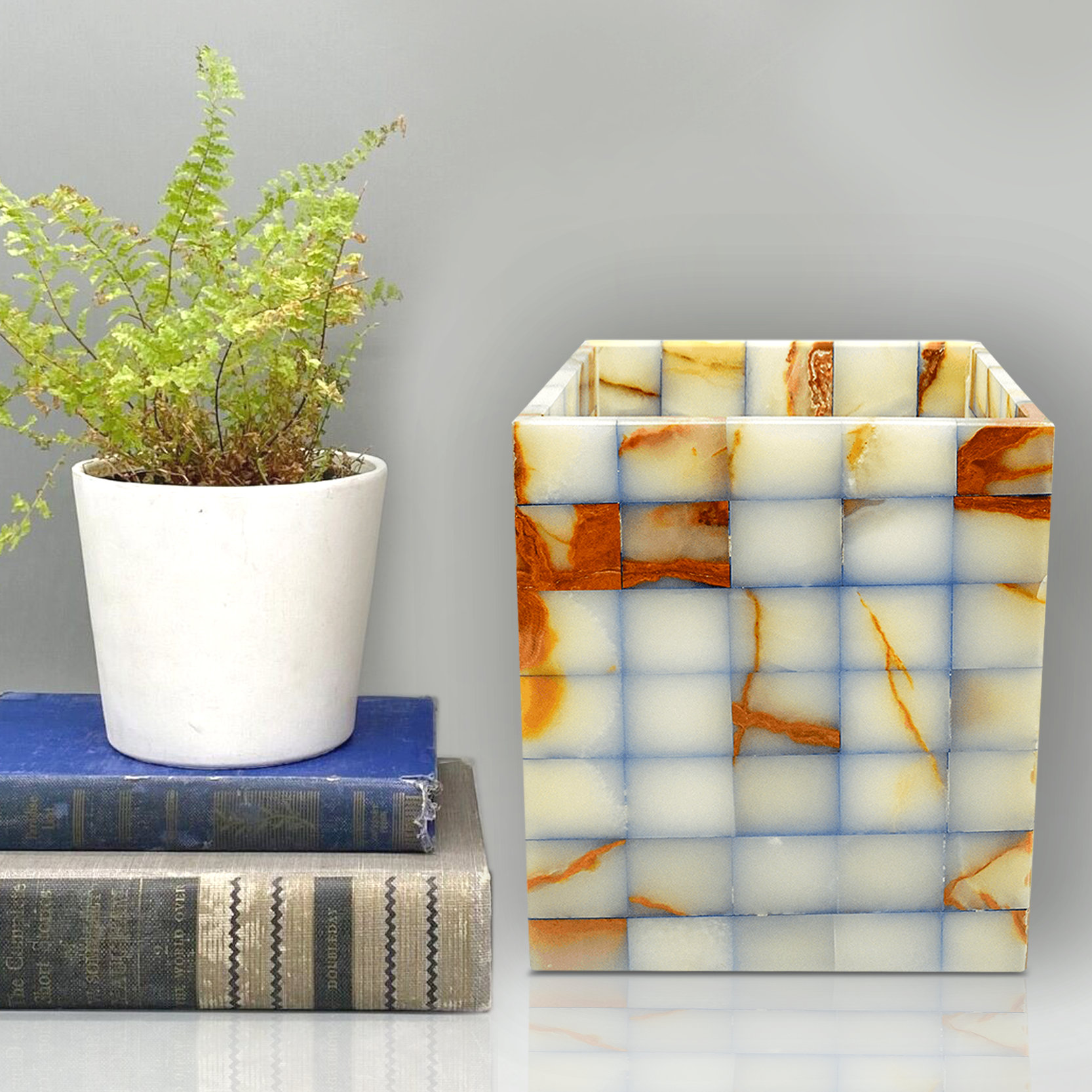 Plaid Blue wastebasket - Contemporary - Wastebaskets - by Bello ...