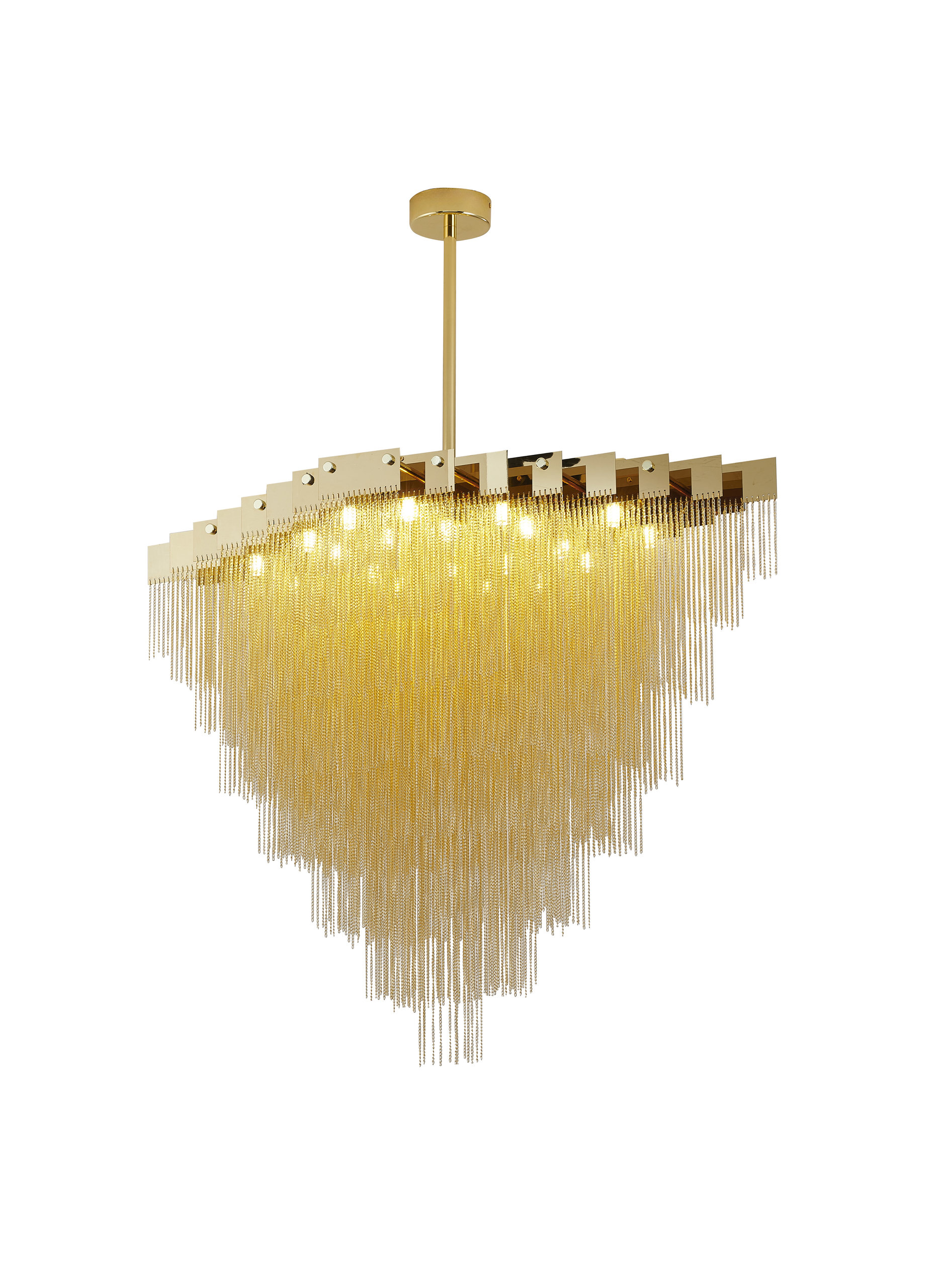 20-Light Gold Stainless Steel Chandelier With Hanging Aluminum Chains ...