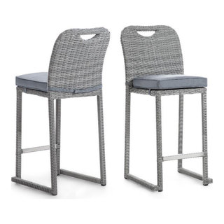 Greemotion Cyprus Stainless Steel Gray Outdoor Bar Height Dining Stools ...