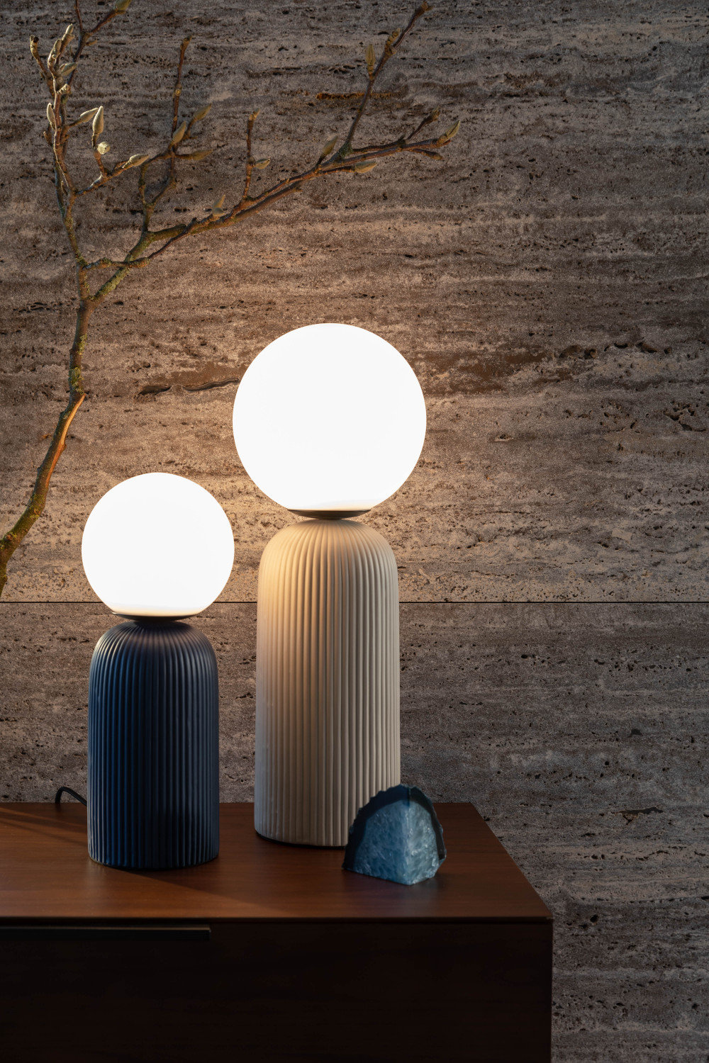 Blue Fluted Ceramic Table Lamp S, Zuiver Dash - Contemporary - Table ...