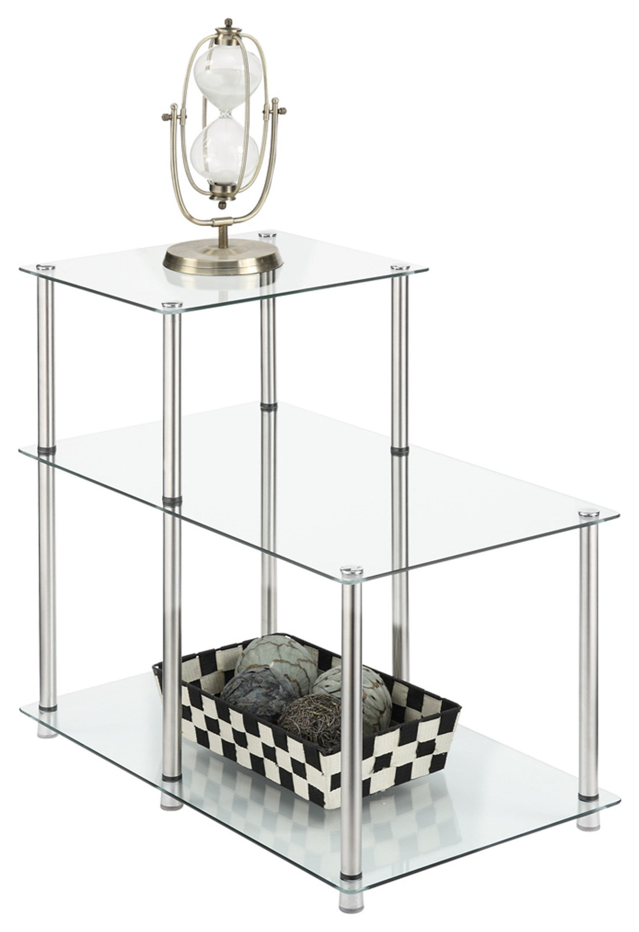 Designs2Go Classic Glass 2 Step Chairside End Table - Contemporary ...