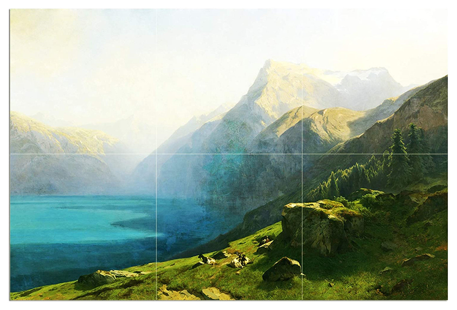 Tile Mural VIEW OF LAKE LUCERNE FROM Wall Backsplash, 6" Ceramic Matte ...