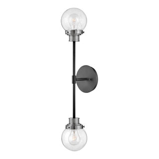 Poppy 2-Light Wall Sconce in Black with Brushed Nickel accents ...