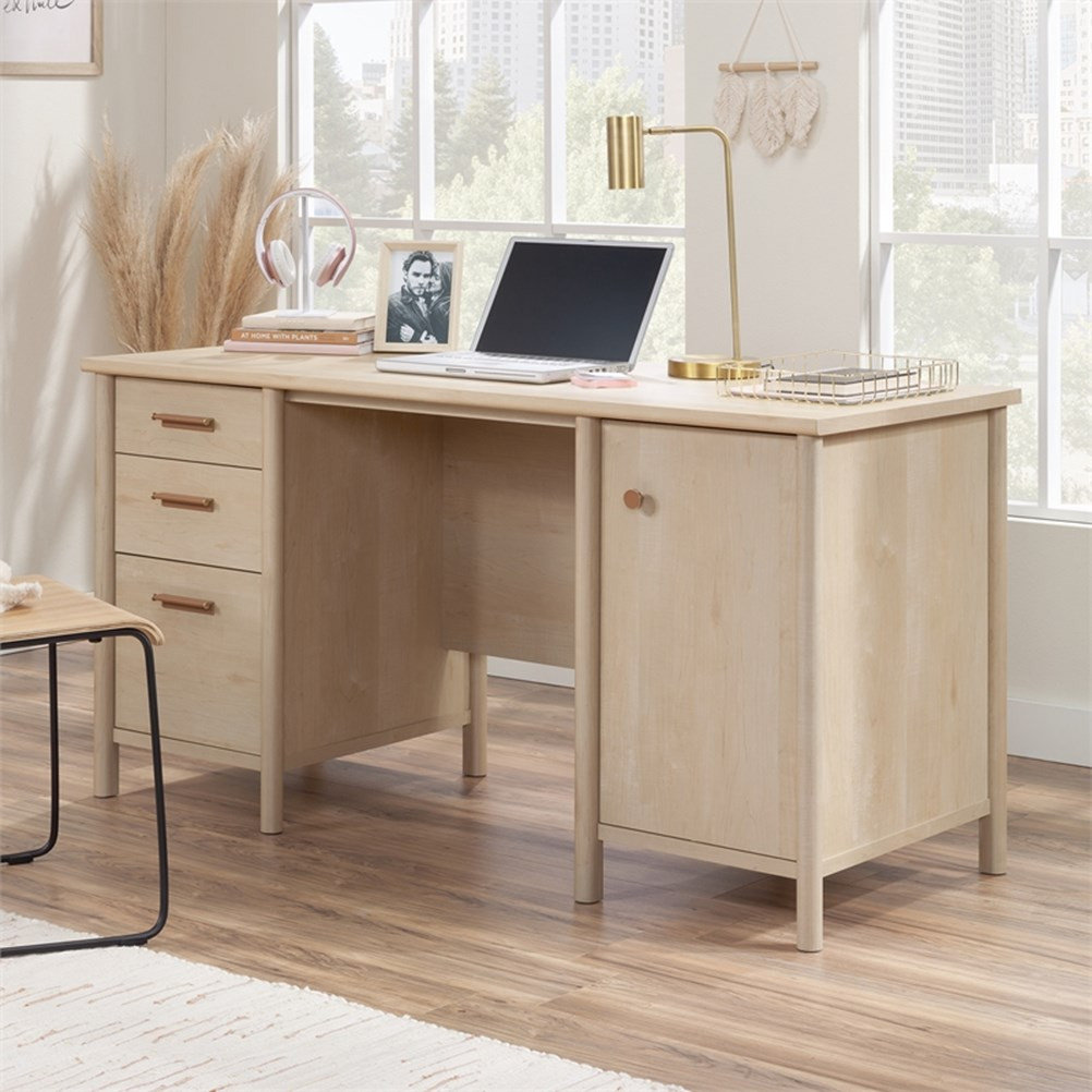 Sauder Whitaker Point Engineered Wood Desk in Natural Maple Finish ...