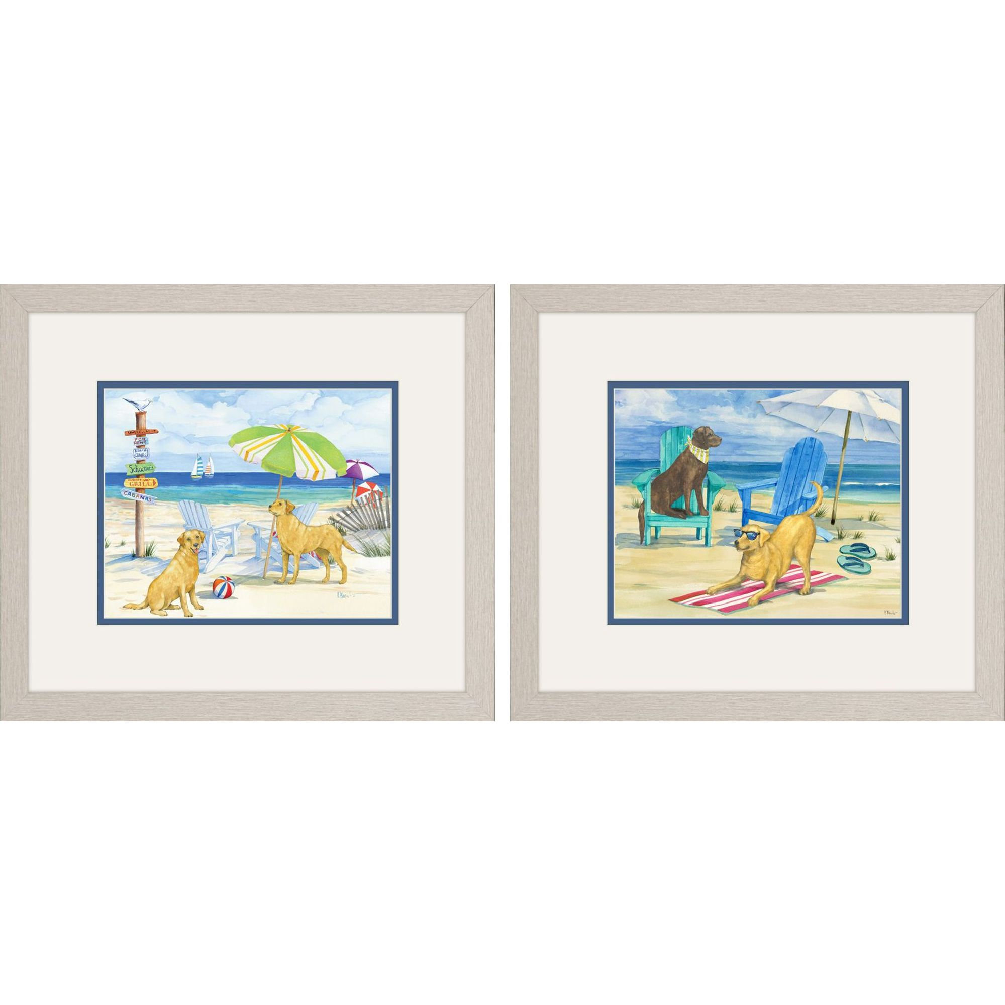 Dog Beach Day Duo Artwork, 2-Piece Set - Beach Style - Prints And ...