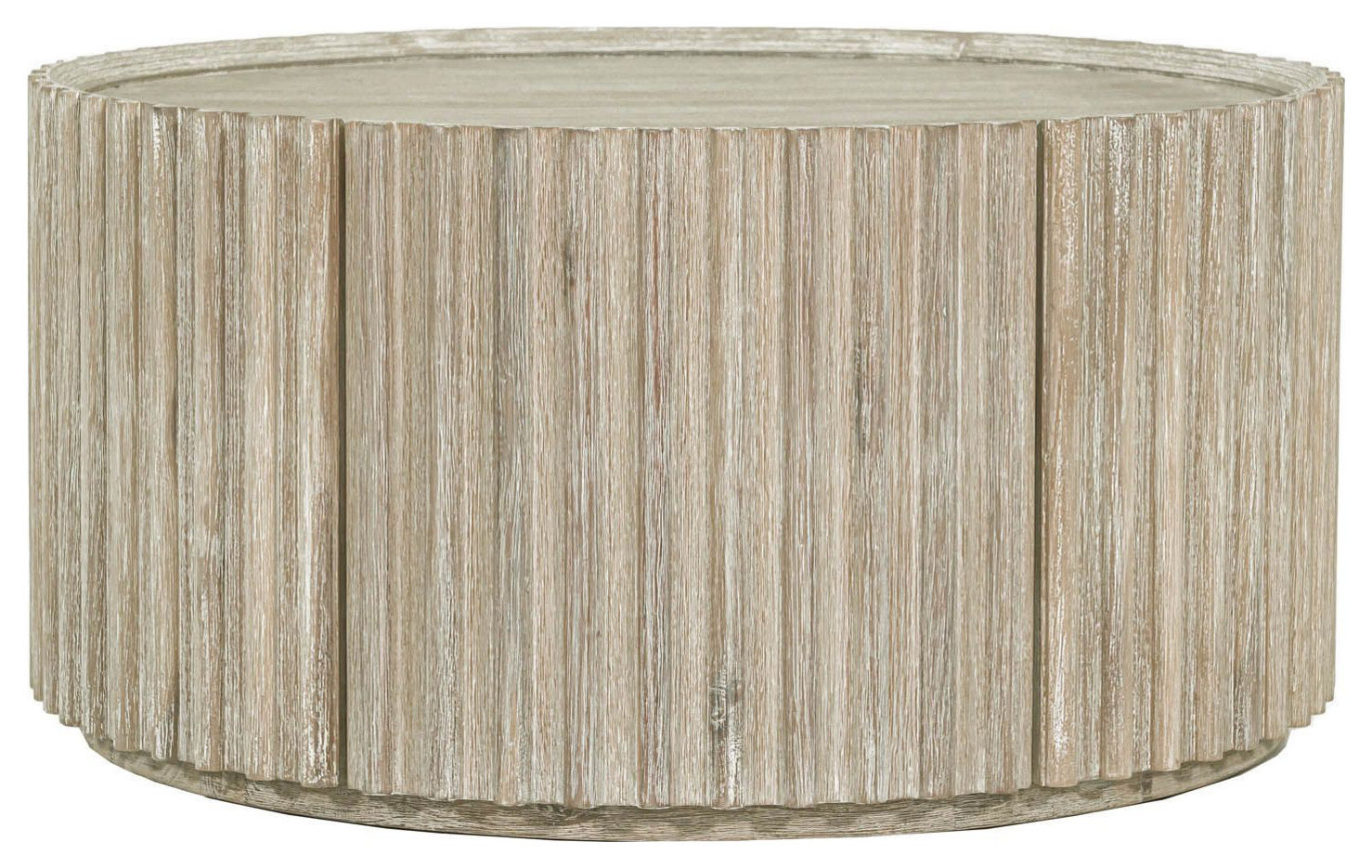 Oasis Acacia Round Coffee Table With 1-Door, Beige - Farmhouse - Coffee ...