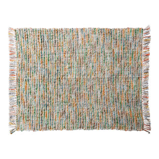 Woven Acrylic Boucle Throw Blanket With Fringe, Multicolor ...