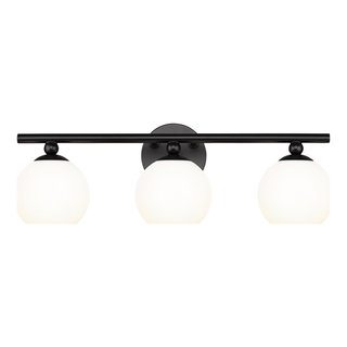 Neoma Three Light Vanity in Matte Black - Transitional - Bathroom ...