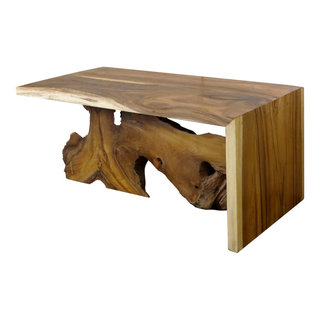 Natural Sugar Wood Teak Root Coffee Table Rectangular - Rustic - Coffee ...