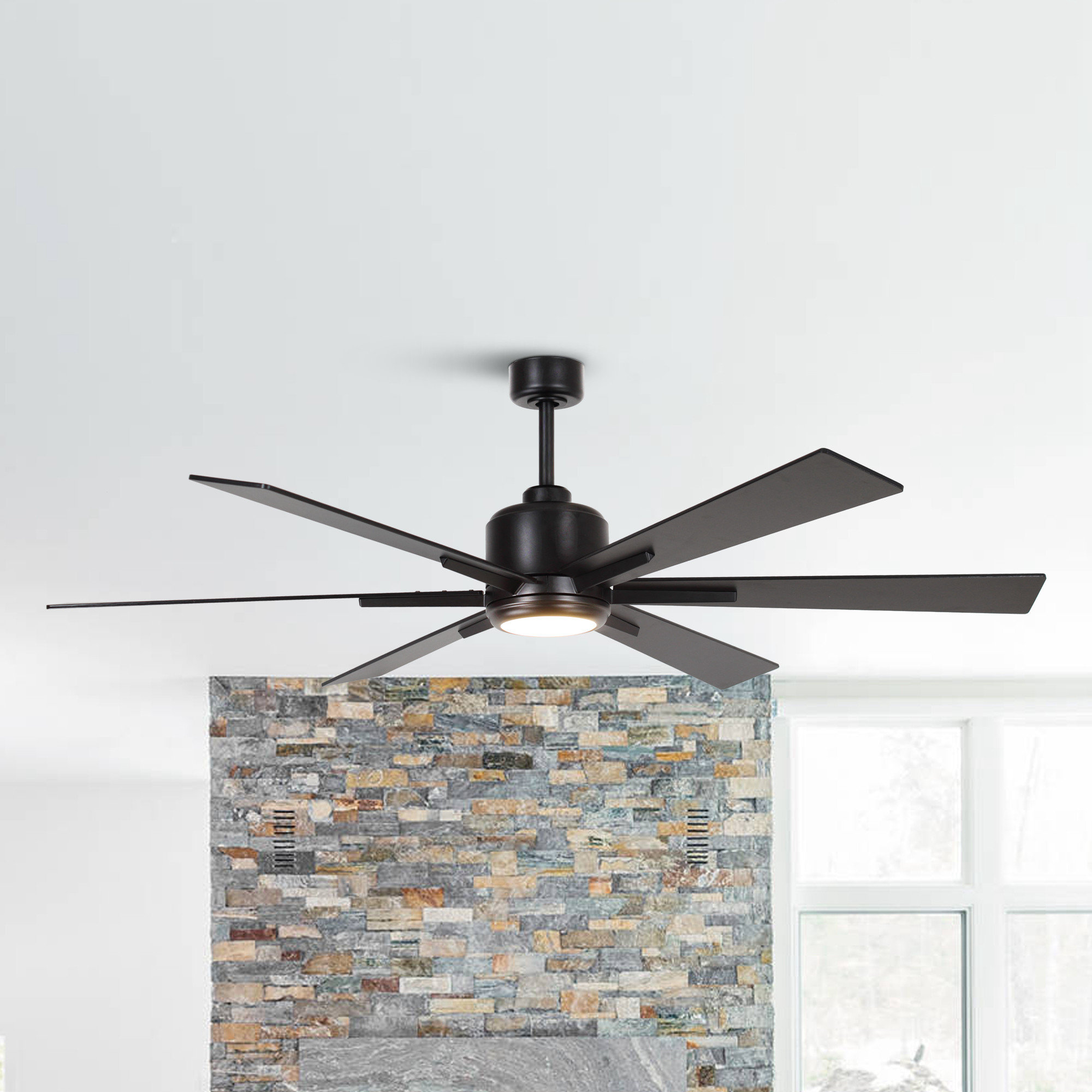 65 in. Matte Black LED Ceiling Fan with Remote Control - Contemporary ...