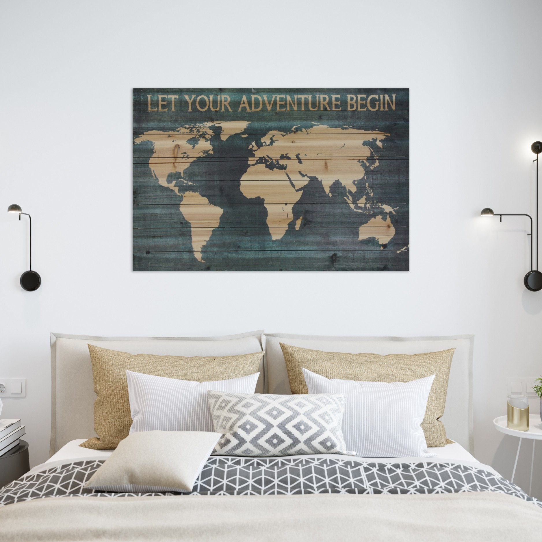 Adventure World Map Wood Plank Wall Art - Contemporary - Prints And ...