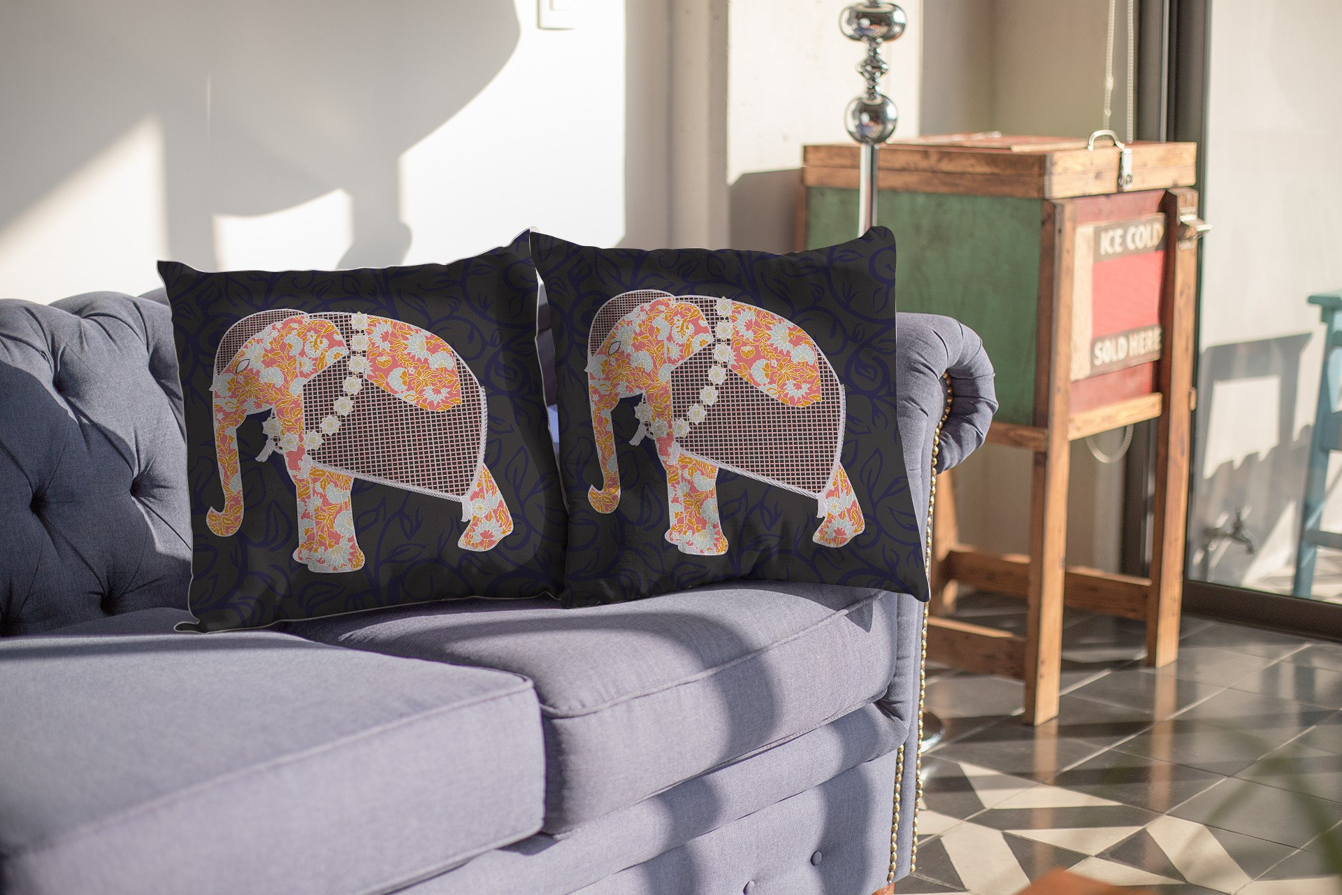 28 Orange Elephant Indoor Outdoor Throw Pillow - Mediterranean ...