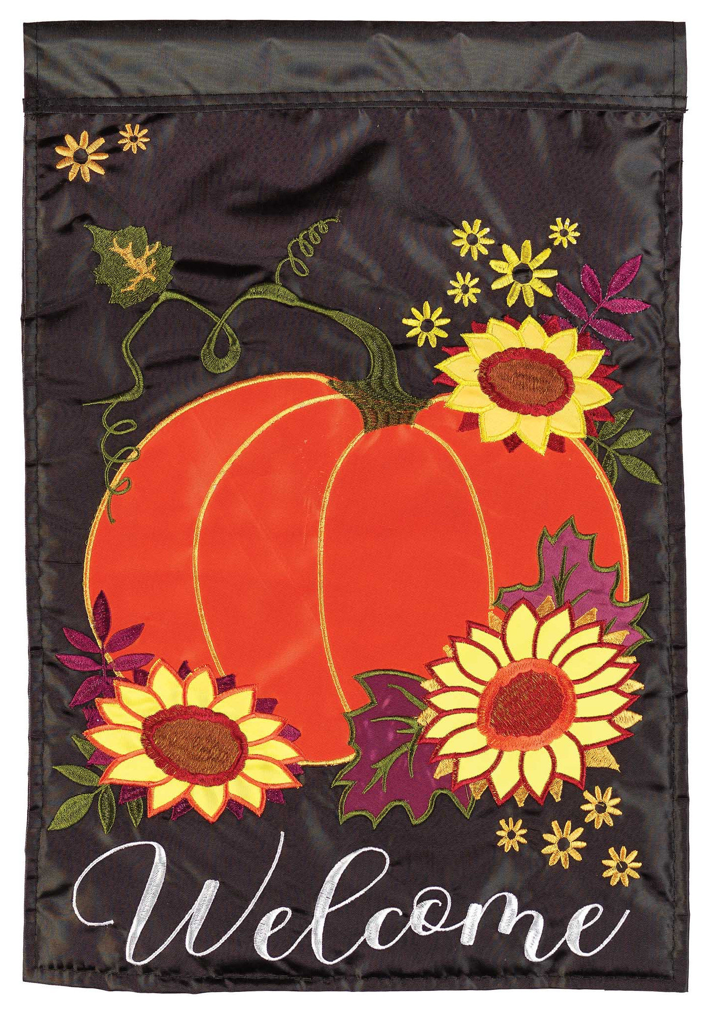 Welcome Pumpkin Flag, Polyester, Garden - Traditional - Flags And ...