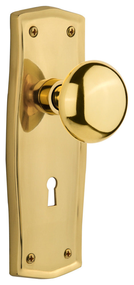 Prairie Plate With New York Knob, Antique Brass, 2.38" Backset ...