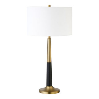 Lyon 29.75 Tall Two-Tone Table Lamp with Fabric Shade in Brass/Matte ...