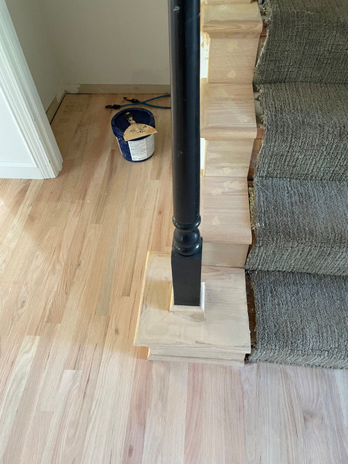 NEED ADVICE: installing stair carpet &false tread end caps to match