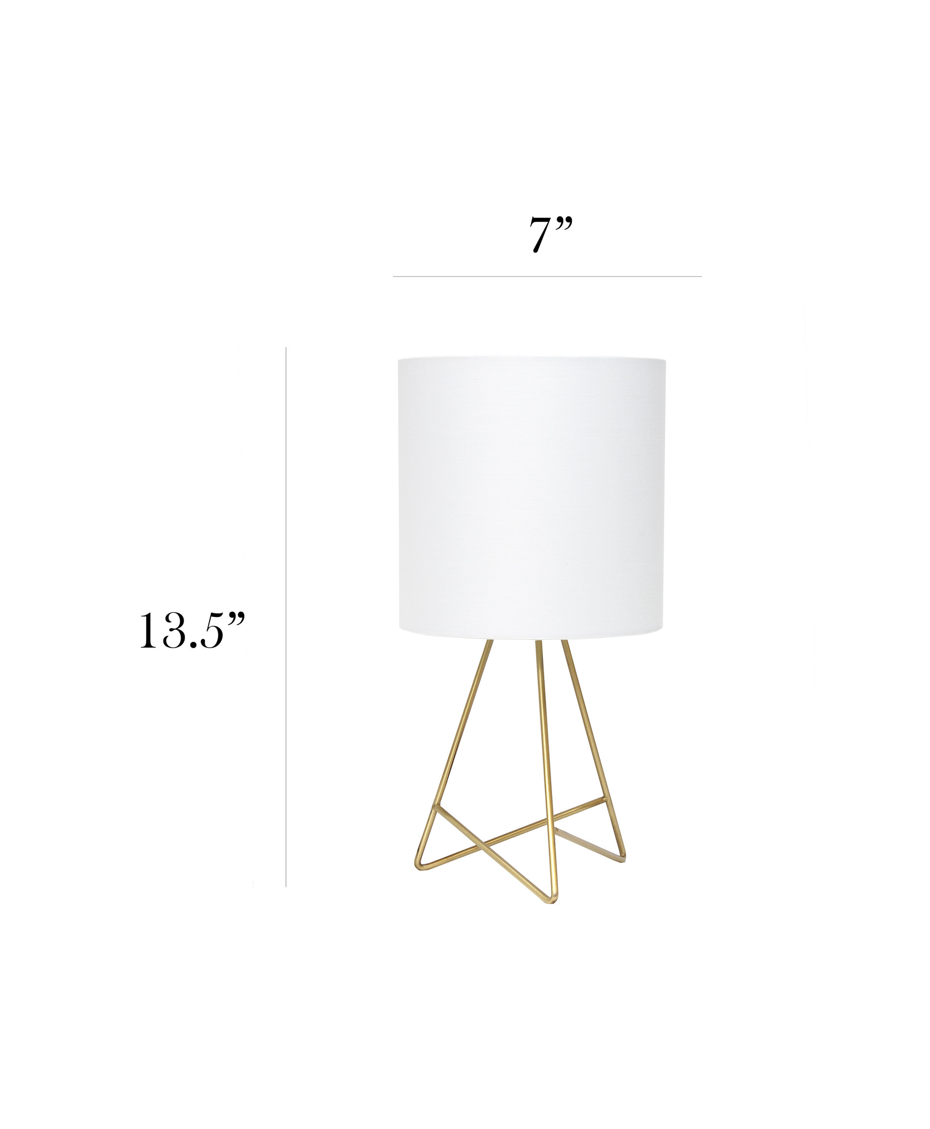 Down to the Wire Table Lamp with Fabric Shade, Gold with White Shade ...