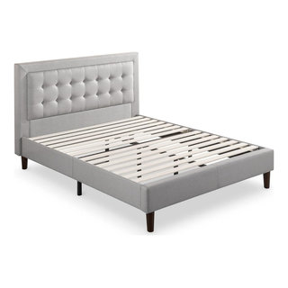 Elegant Upholstered Platform Bed Frame with Wood Slat Support, Easy ...