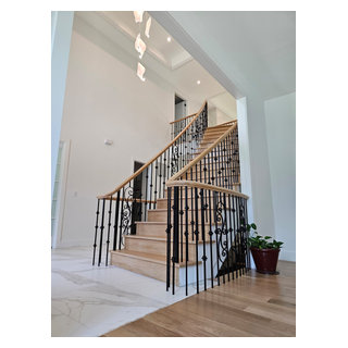 120_Luxurious White Oak Stair with Iron Balusters, Great Falls, 22066 ...