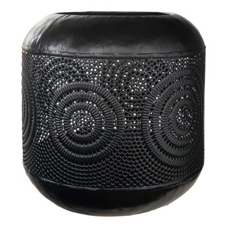 Metal Candle Holder with Pinhole Pattern Design Antique Black Finish ...