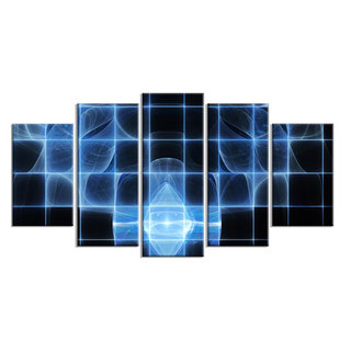 Bright Blue Bat on Radar Screen, Multipanel Abstract Canvas Art Print ...