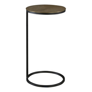 Accent Table-24 Inches Tall and 12.5 Inches Wide-Aged Black/Antique ...