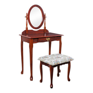 Queen Anne Vanity Set, Cherry - Traditional - Bedroom & Makeup Vanities ...