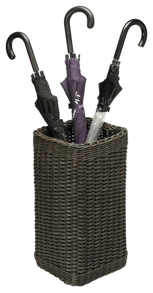 Wicker Umbrella Stand With Water Catch - Tropical - Coatracks And ...