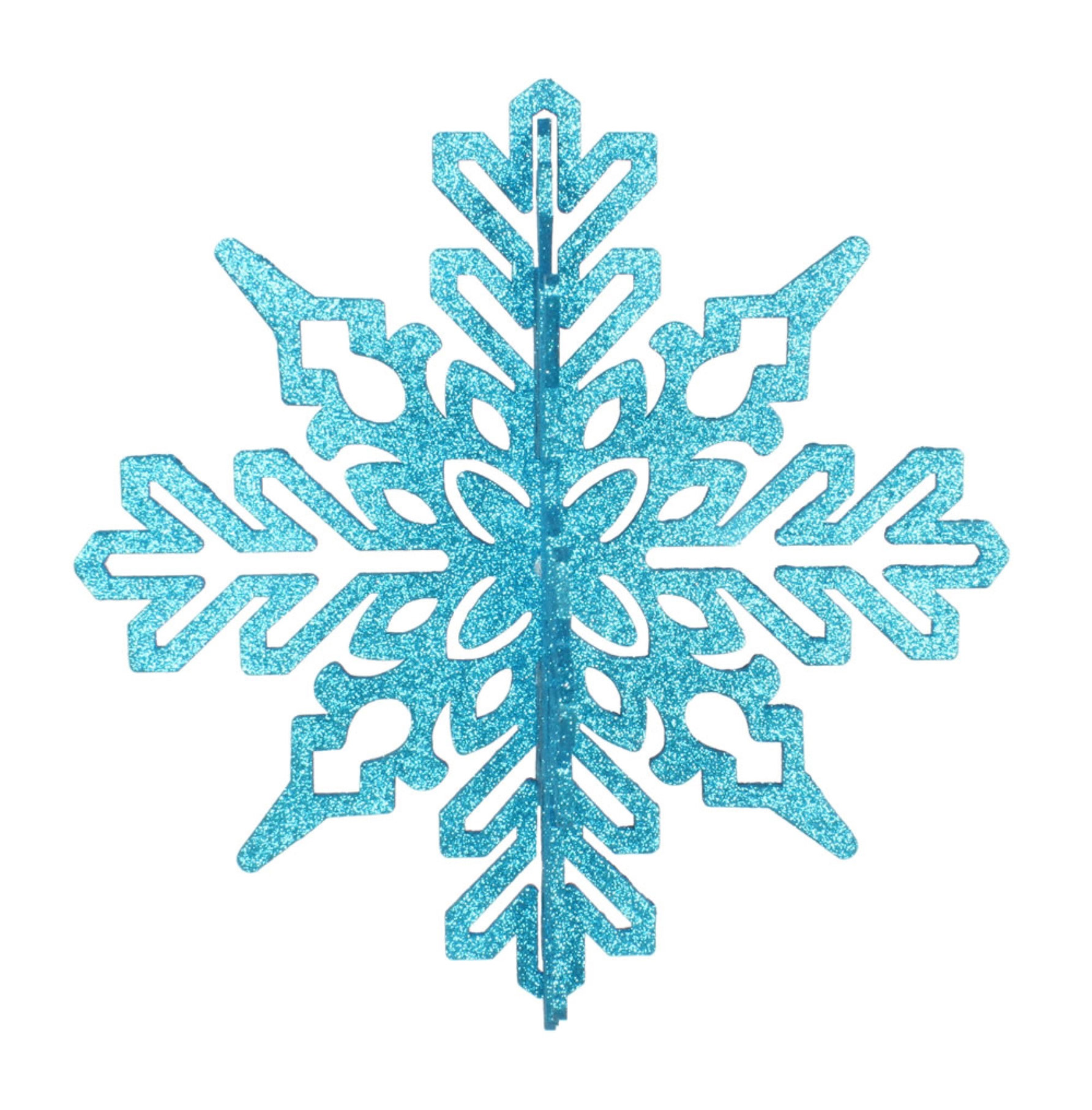 14" Turquoise 3D Glitter Snowflake - Contemporary - Christmas Ornaments ...